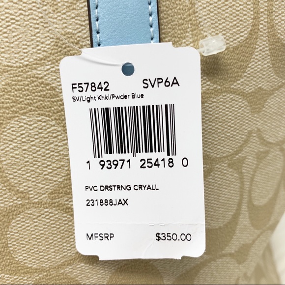 Coach | Bags | Coach Drawstring Pvc Tote Powder Blue Shoulder Bag ...